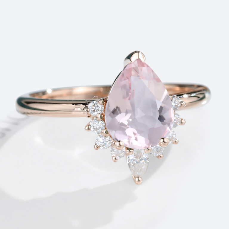 1ct Pear Natural Morganite Engagement Ring Vintage Simple Ring ...