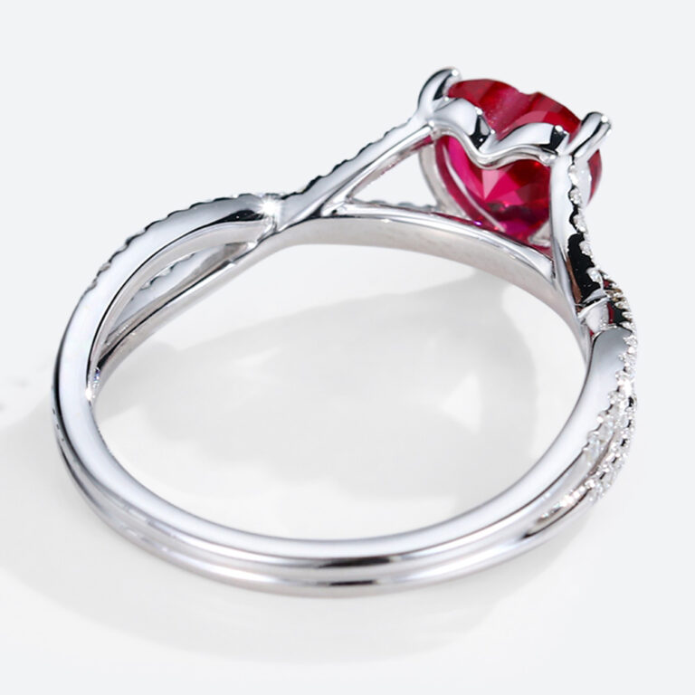White Gold Ruby Ring For Women Lab Grown Ruby Engagement Rings ...