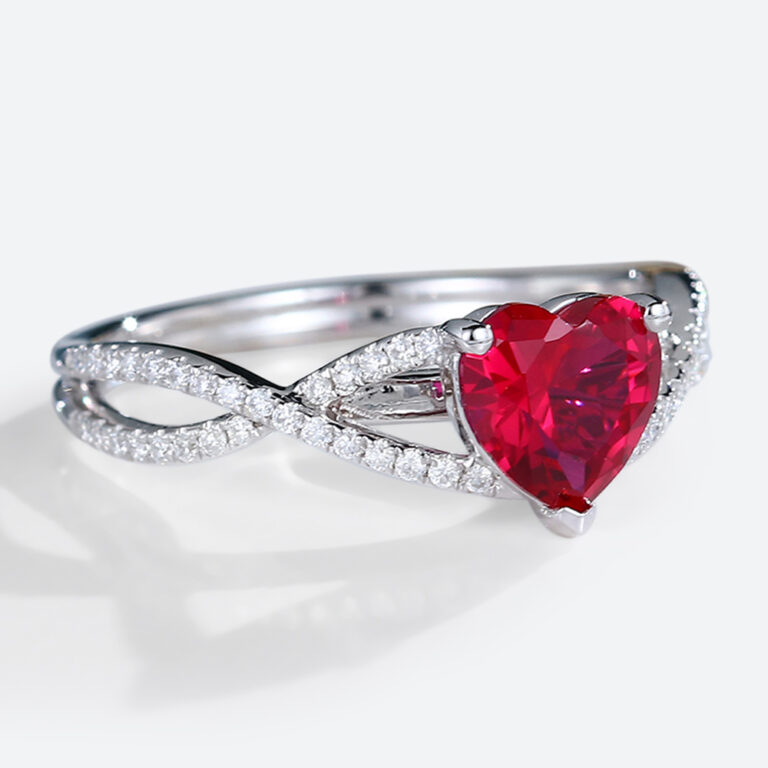 White Gold Ruby Ring For Women Lab Grown Ruby Engagement Rings - LisaJewelryUS