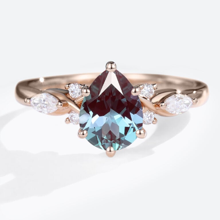 Pear Shaped Alexandrite Rings Vintage 1.2CT Engagement Rings ...