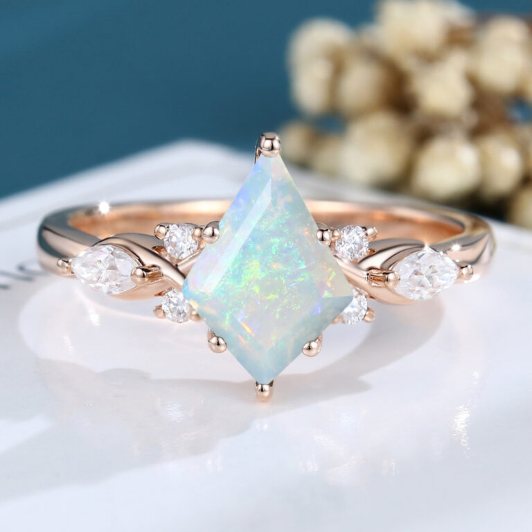 Rose Gold Floating Kite Cut Lab Diamond Solitaire Necklace - LisaJewelryUS