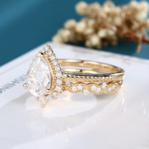 Round Cut Lab Diamond Wedding Band Bezel Stacked Wedding Rings ...