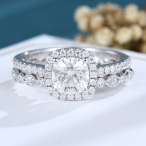 Round Cut Lab Diamond Wedding Band Bezel Stacked Wedding Rings ...