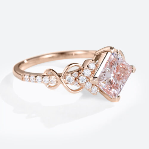 Diamond and Pink Engagement Ring 1.5ct Princess Cut Infinity Ring ...