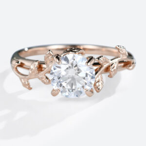 1ct Lab Diamond Ring Solitaire Round Dimaond Leaf Promise Ring ...