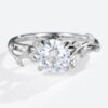 1ct Lab Diamond Ring Solitaire Round Dimaond Leaf Promise Ring ...