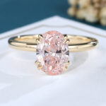 Oval Cut Lab Pink Diamond Rings Solitaire Simple Engagement Rings ...