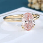 Oval Cut Lab Pink Diamond Rings Solitaire Simple Engagement Rings ...
