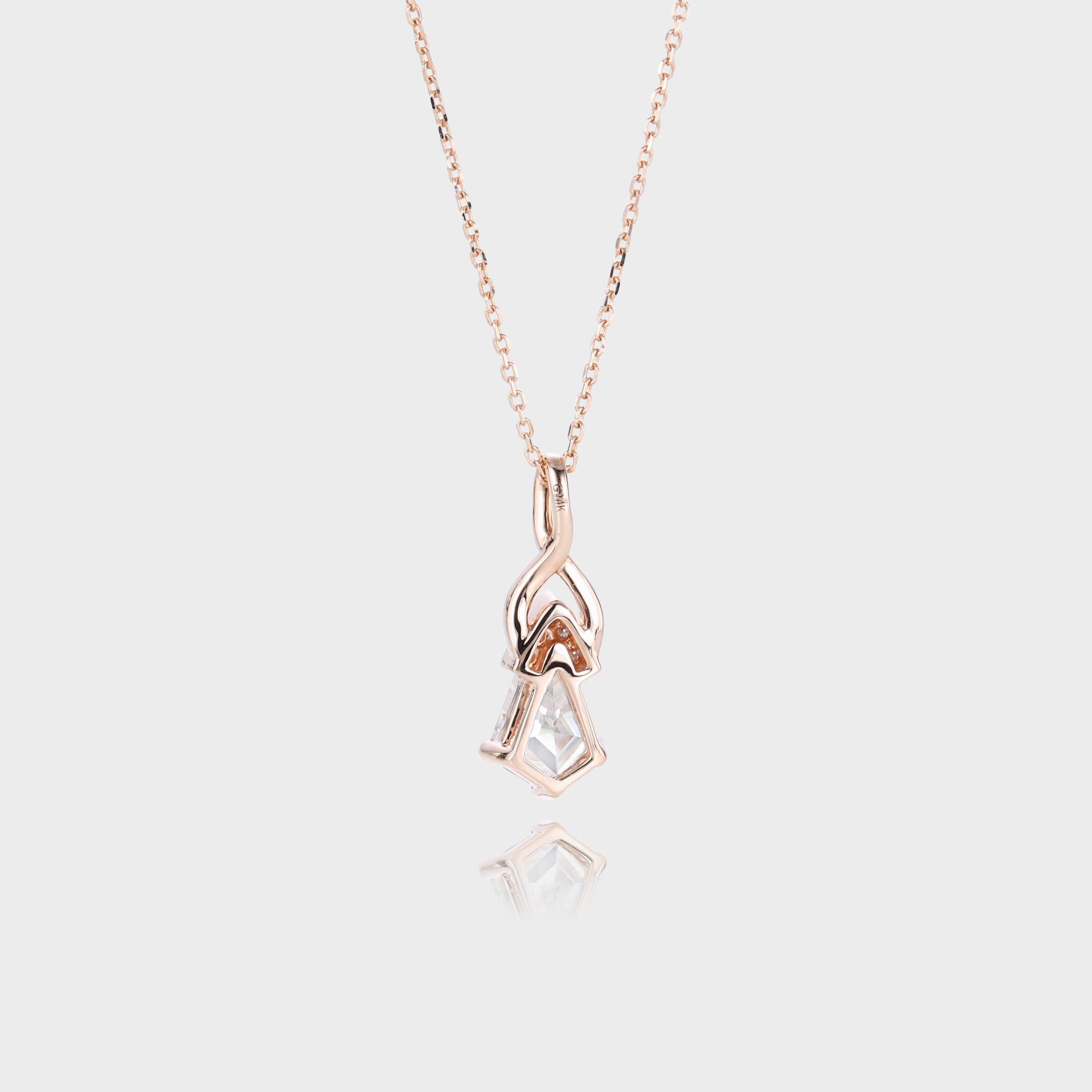 Rose Gold Kite Cut Lab Diamond Fishtail Pendant Unique Necklace ...