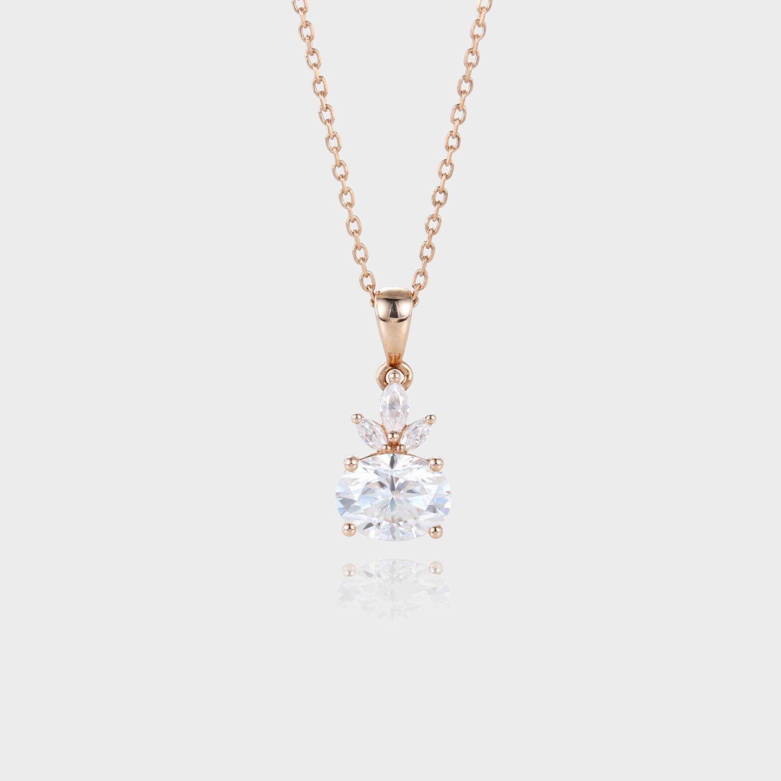 Oval Lab Diamond Necklace For Women Unique Pendant Necklace - LisaJewelryUS