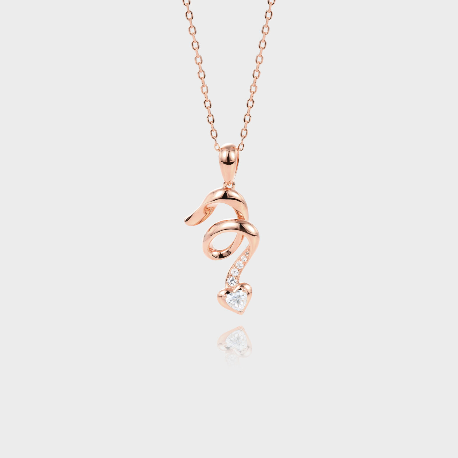 Rose Gold Heart Shaped Lab Diamond Pendant Spiral Design Necklace ...