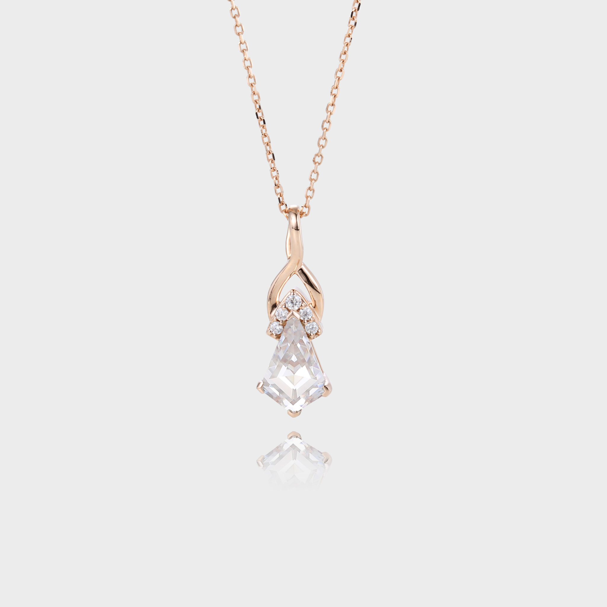 Rose Gold Kite Cut Lab Diamond Fishtail Pendant Unique Necklace ...