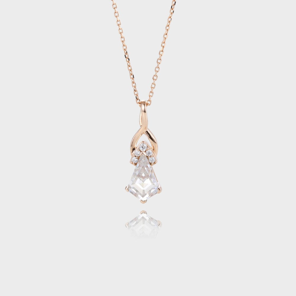 Rose Gold Kite Cut Lab Diamond Fishtail Pendant Unique Necklace ...