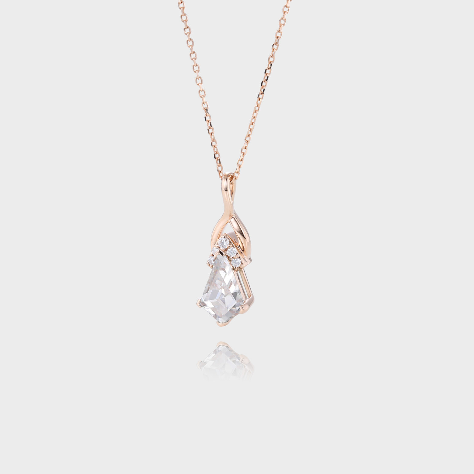 Rose Gold Kite Cut Lab Diamond Fishtail Pendant Unique Necklace ...