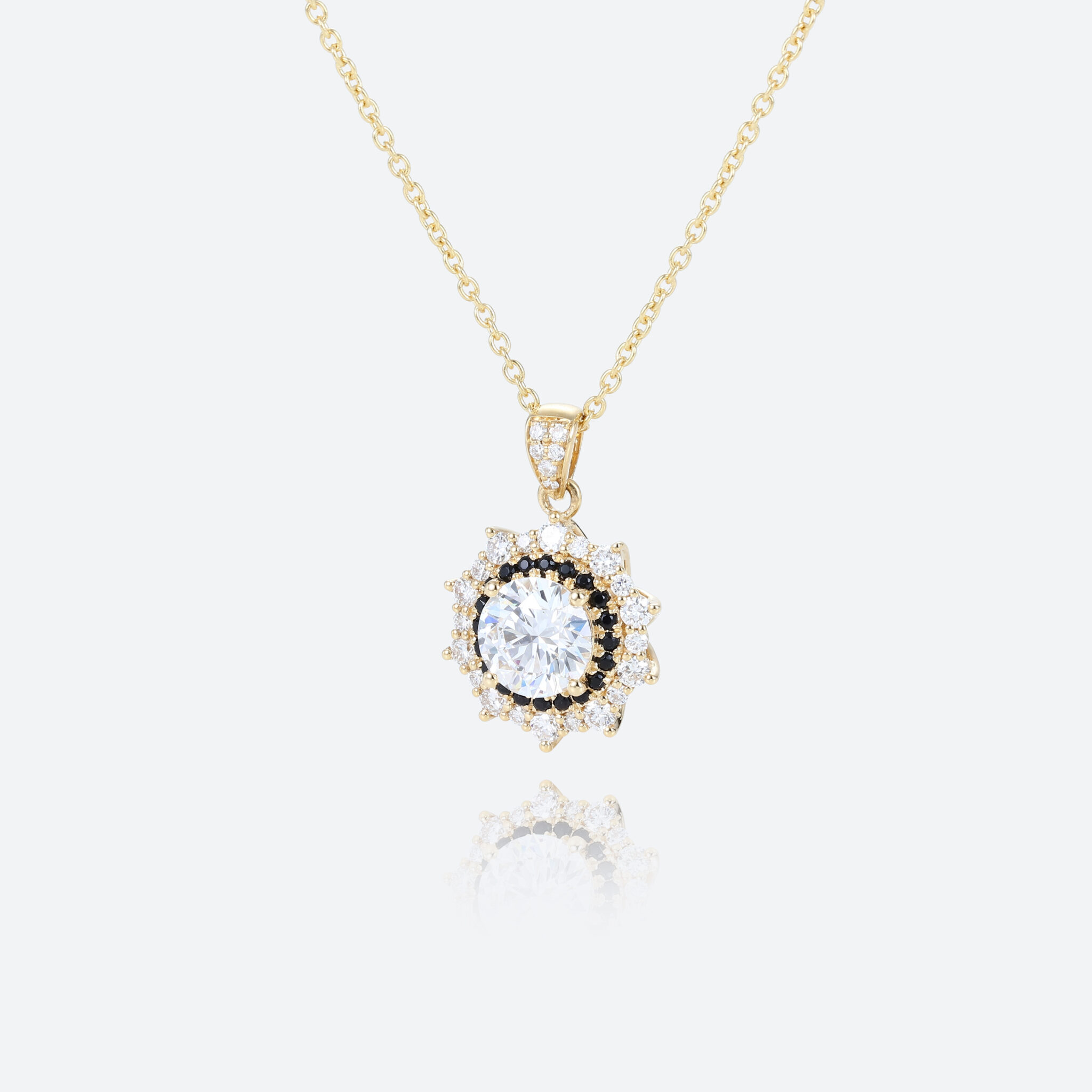 Rose Gold Round Lab Grown Diamond Necklace Double Halo Pendant ...