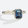 Emerald Cut Lab Alexandrite Rings Gold Half Pave Bezel Rings ...