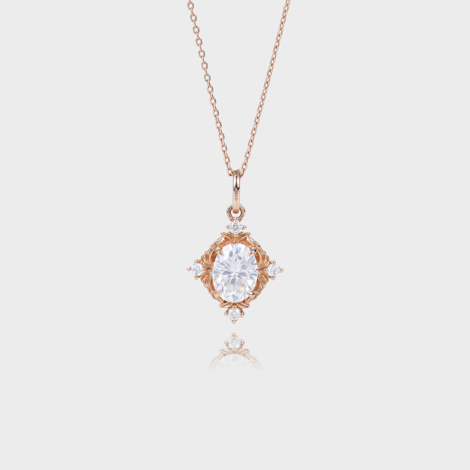 Rose Gold Heart Shaped Lab Diamond Pendant Spiral Design Necklace ...
