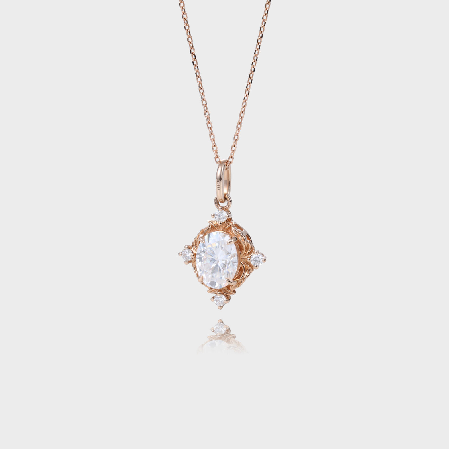 Rose Gold Heart Shaped Lab Diamond Pendant Spiral Design Necklace ...