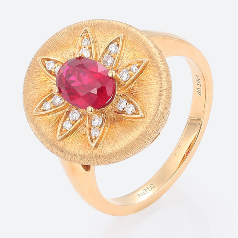 Vintage Oval Natural Ruby Ring Floral Halo Unique Engagement Rings ...