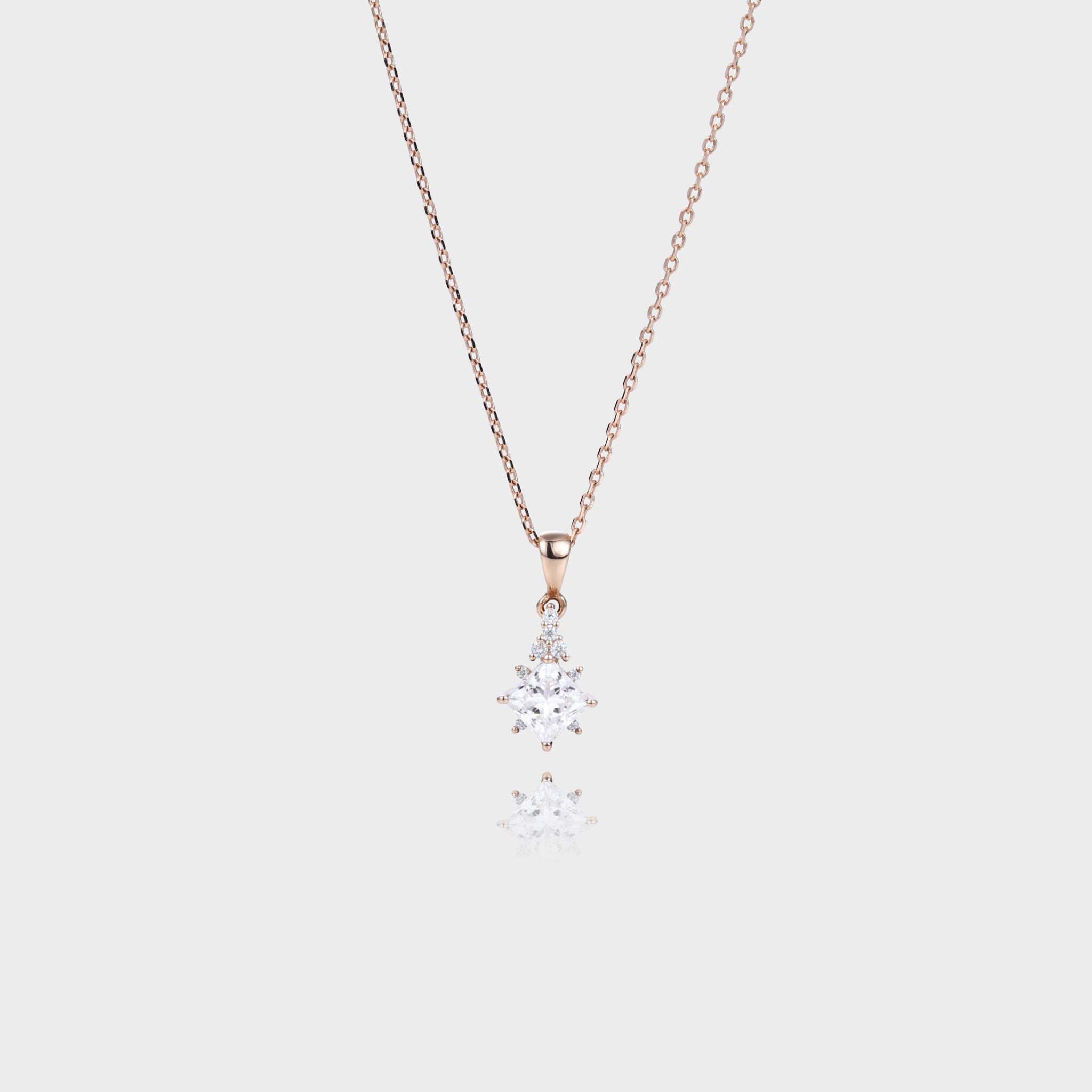 Princess Cut Lab Diamond Necklace Cluster Diamond Pendant Necklace ...