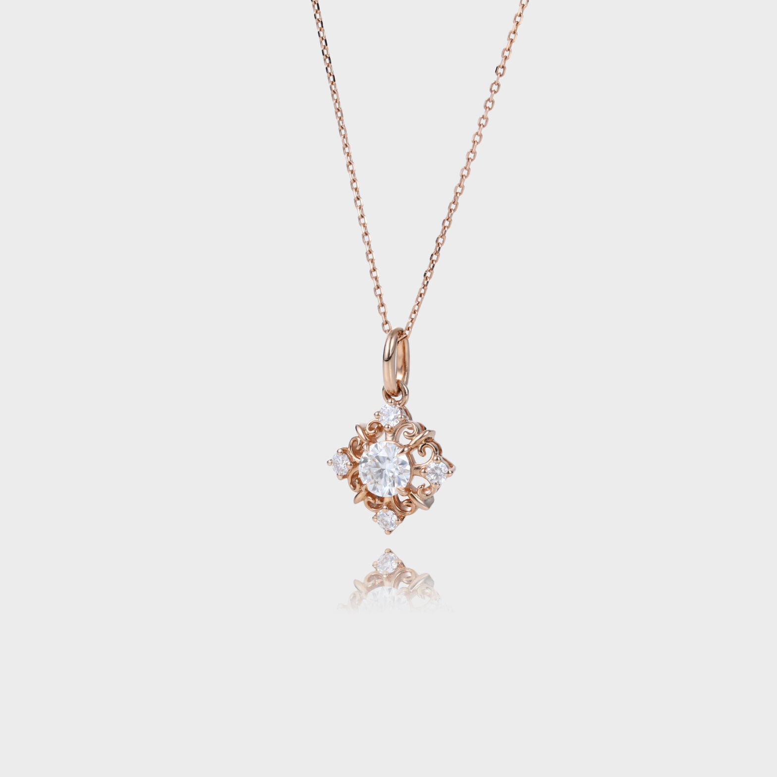 Round Lab diamond Necklace Vintage Hollow Pendant Necklace - LisaJewelryUS