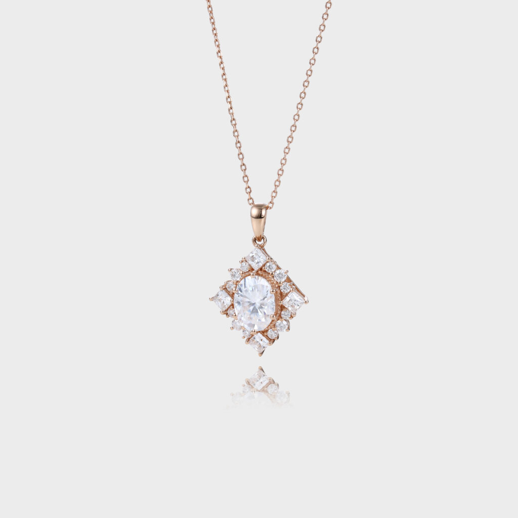 Lab Created Diamond Necklace Oval Diamond Necklace - LisaJewelryUS