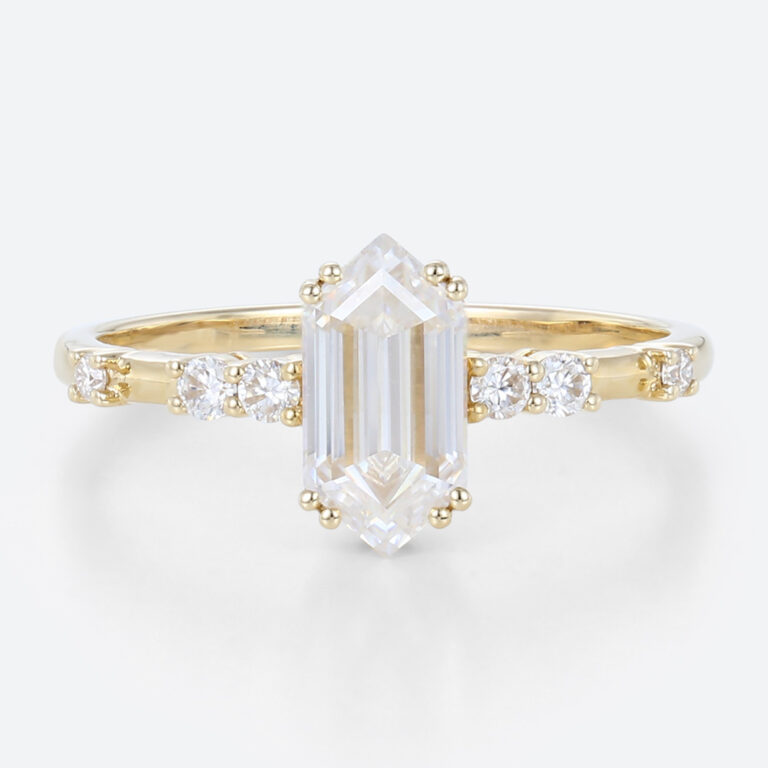 Simple Wedding Ring Hexagon Cut Ring Lab Grown Diamond - LisaJewelryUS