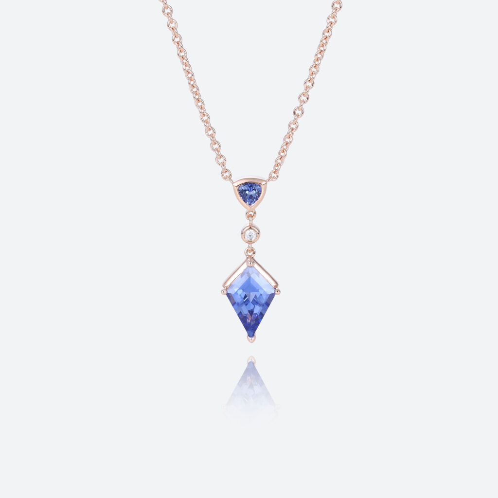 Sapphire Necklace Kite Cut Lab Gold Sapphire Necklace Pendant ...