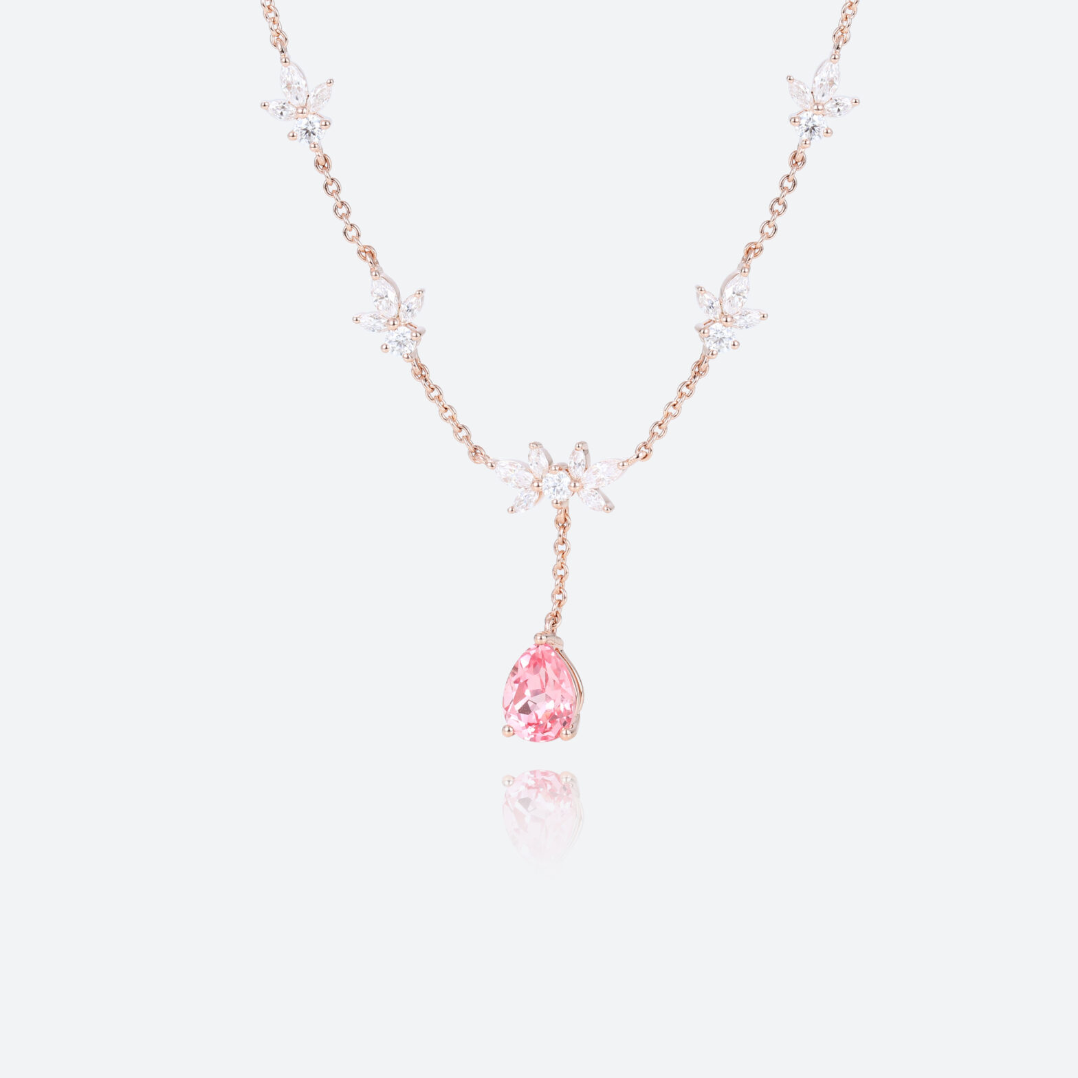 Pink Sapphire Necklace Women's Rose Gold Necklace Lab Gem? - LisaJewelryUS