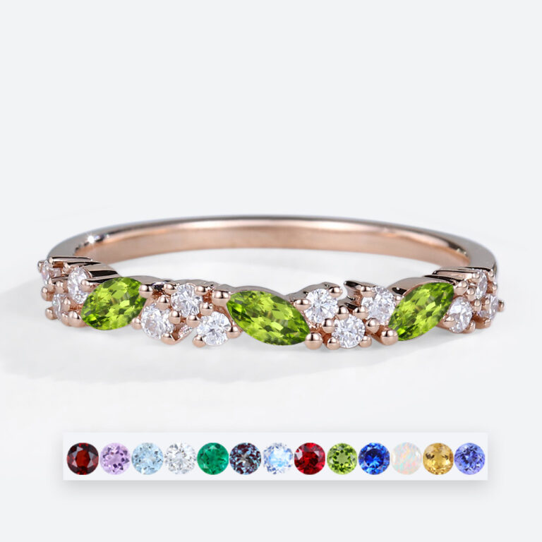 Gold Birthstone Rings Multi Gemstone Band Ring Stack Rings Gold ...