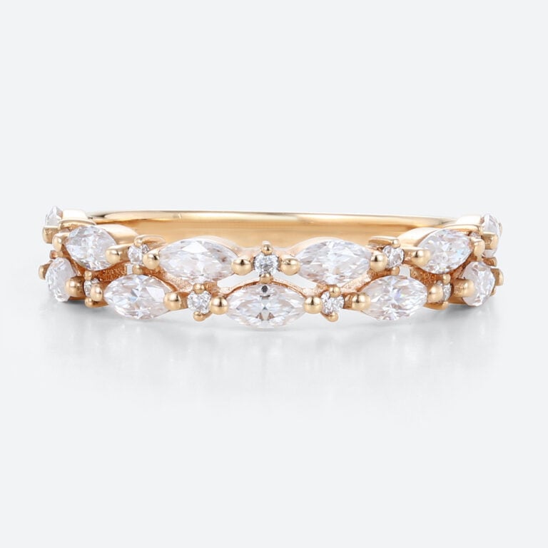 Double Row Ring Vintage Marquise Cut Lab Diamond Unique Ring ...
