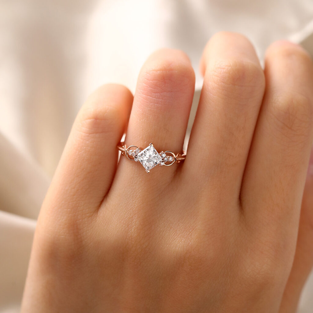 Princess Cut Diamond Lab Created Diamond Engagement Ring - LisaJewelryUS