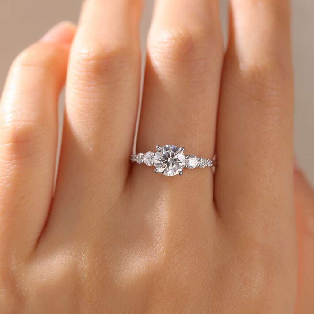 White Gold Wedding Rings Round Diamond Engagement Rings - LisaJewelryUS