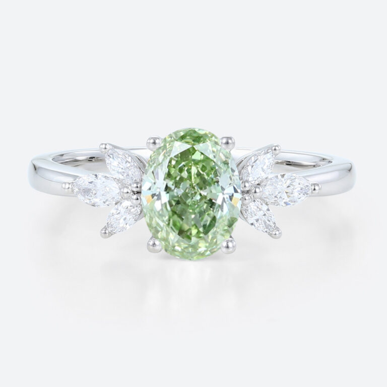1.5ct Lab Green Diamonds Ring Fancy Green Engagement Rings - LisaJewelryUS