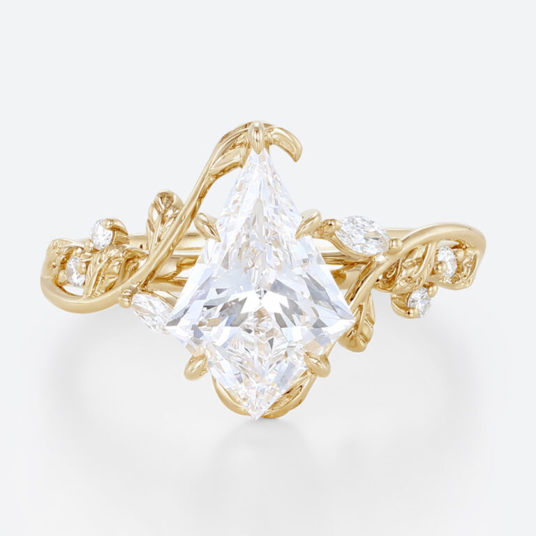 Kite Cut Lab Grown Diamond Rings 7*10mm Botanical 5 Claw Ring ...