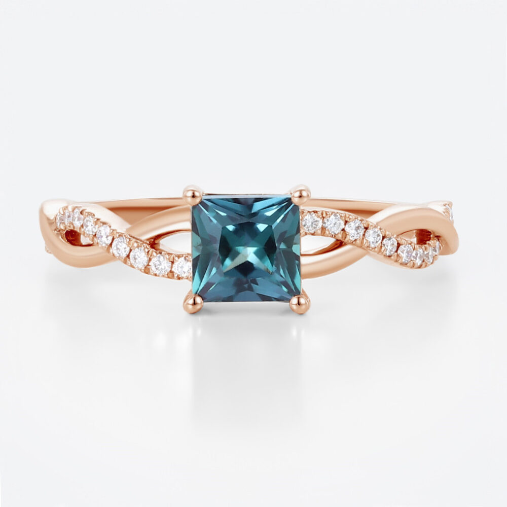 Interlaced Princess Cut Alexandrite Rings Pavé Engagement Rings ...