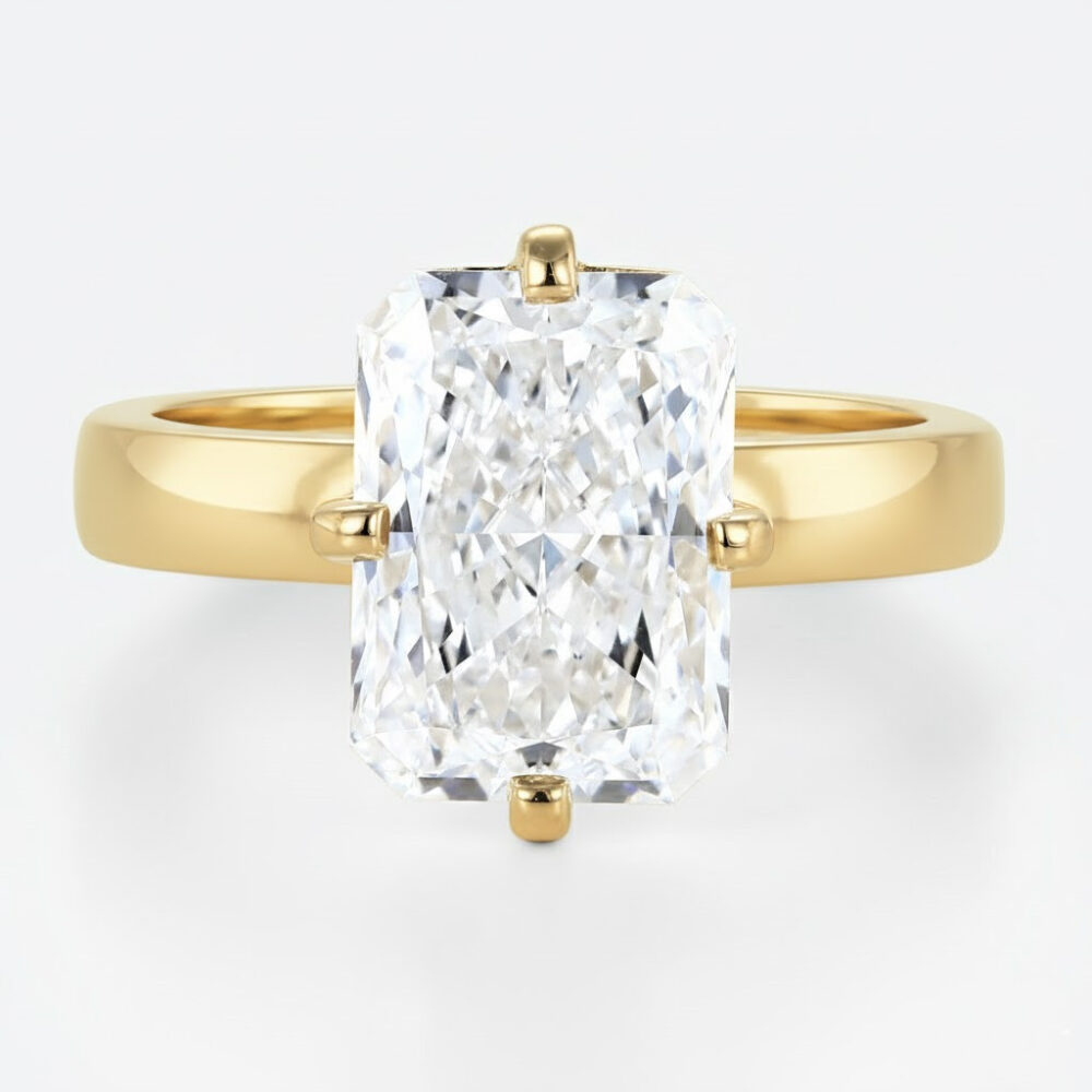 3ct Radiant Cut Lab Grown Diamond Rings Solitaire 4-Prong Rings ...