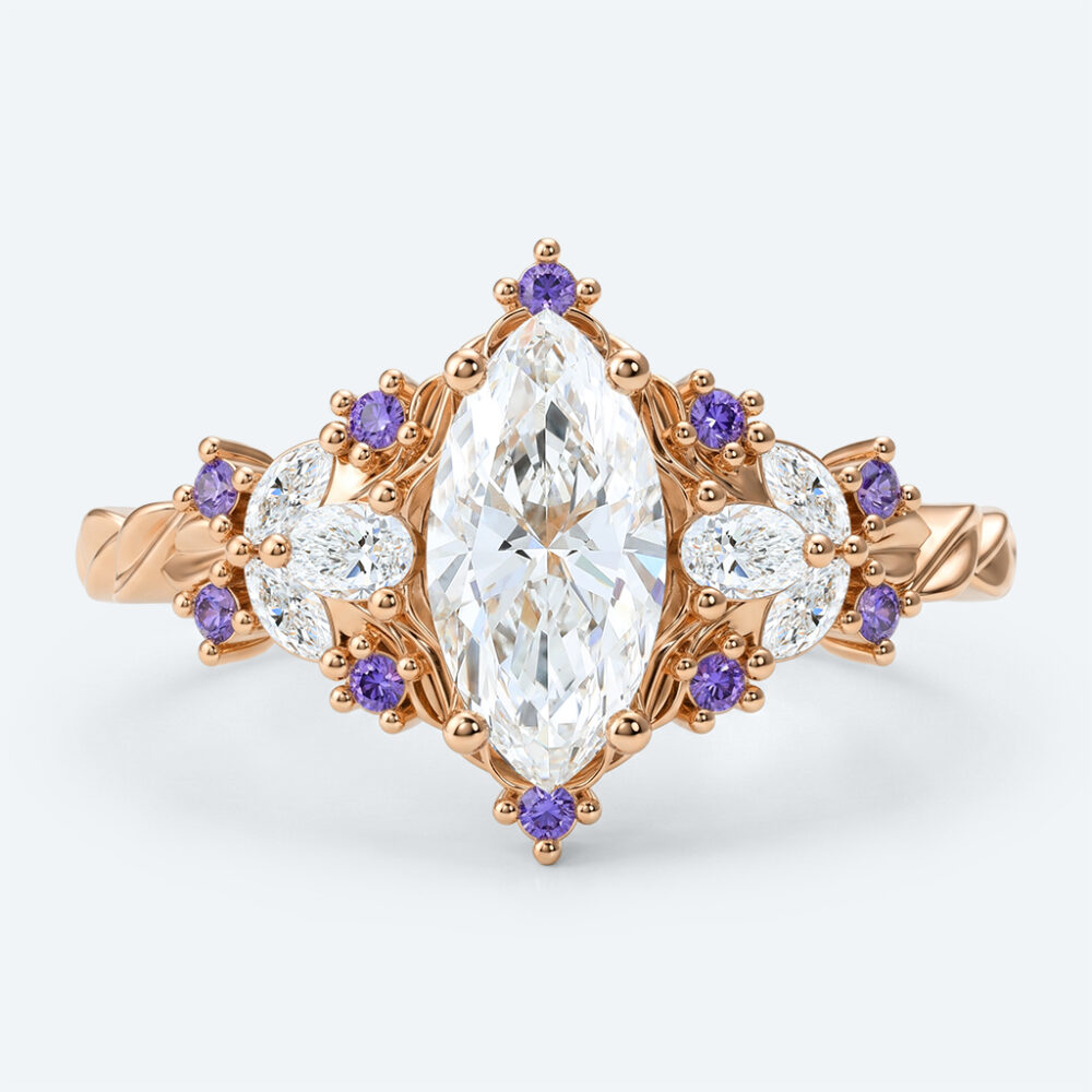 1ct Marquise Lab Grown Diamond Ring Fantasy-Inspired 4-Prong ...