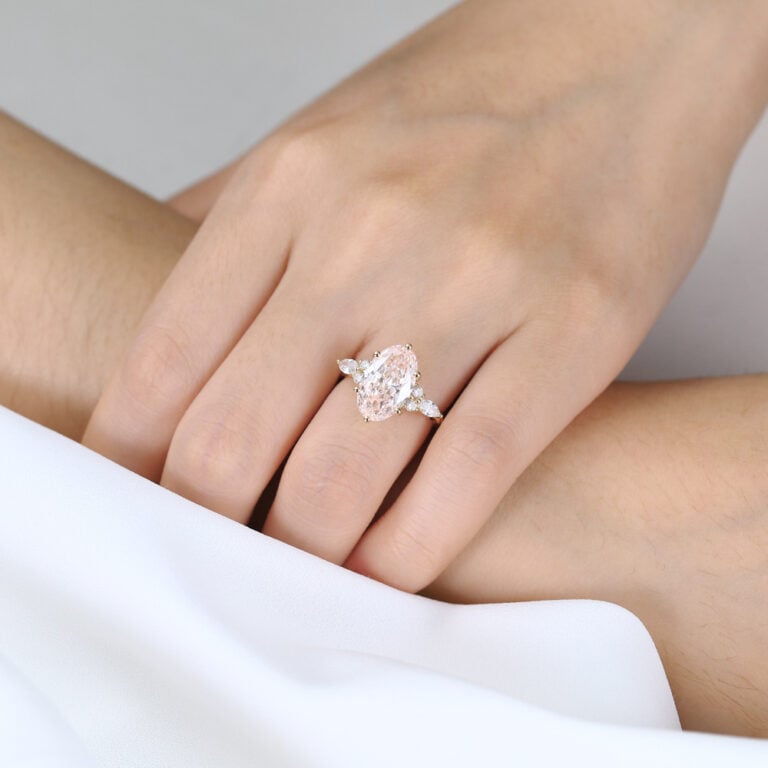 4ct Oval Lab Pink Diamond Ring European Shank Engagement Ring ...